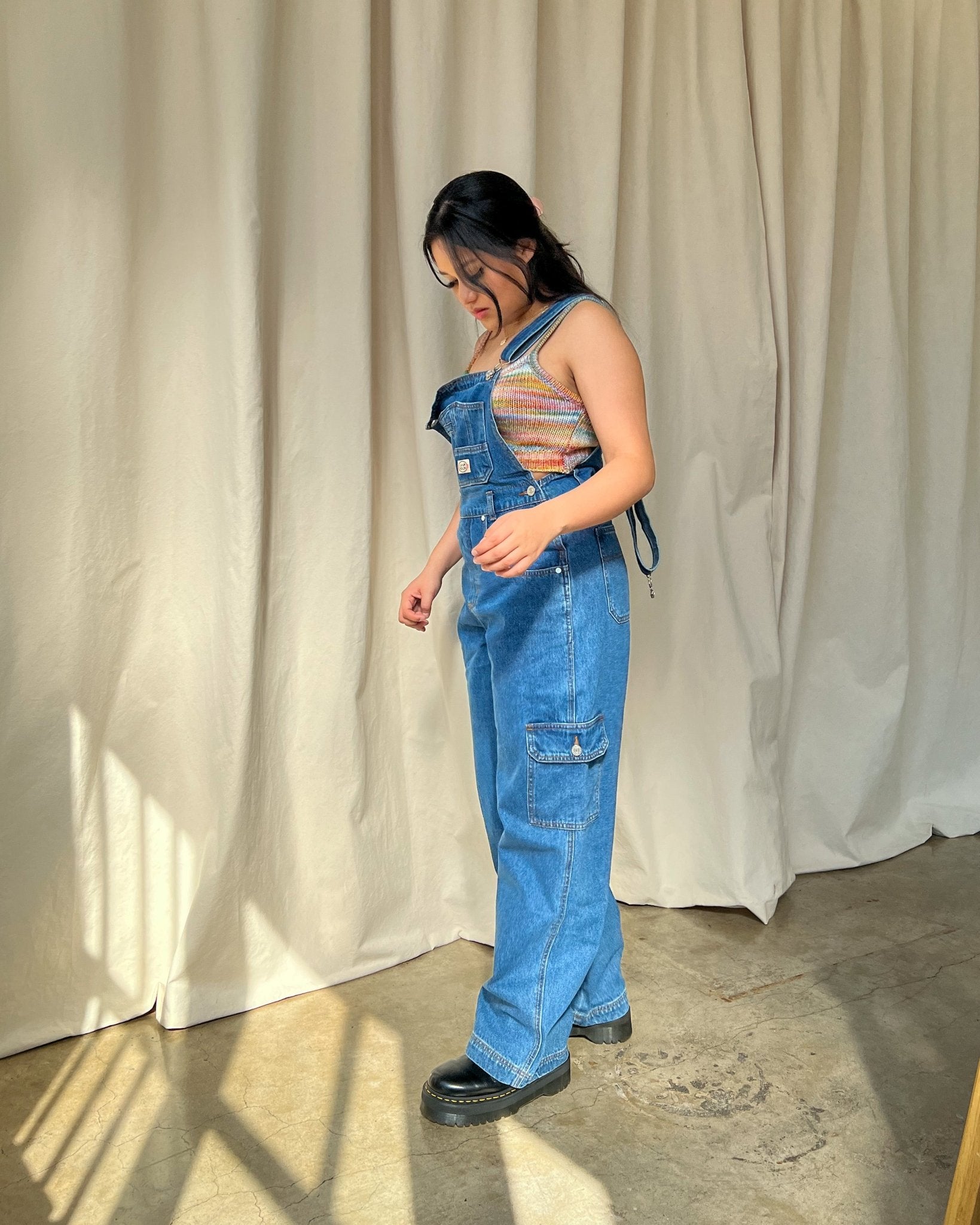 RESTOCKED : Jeanie Denim Cargo Overalls – Marmol Boutique